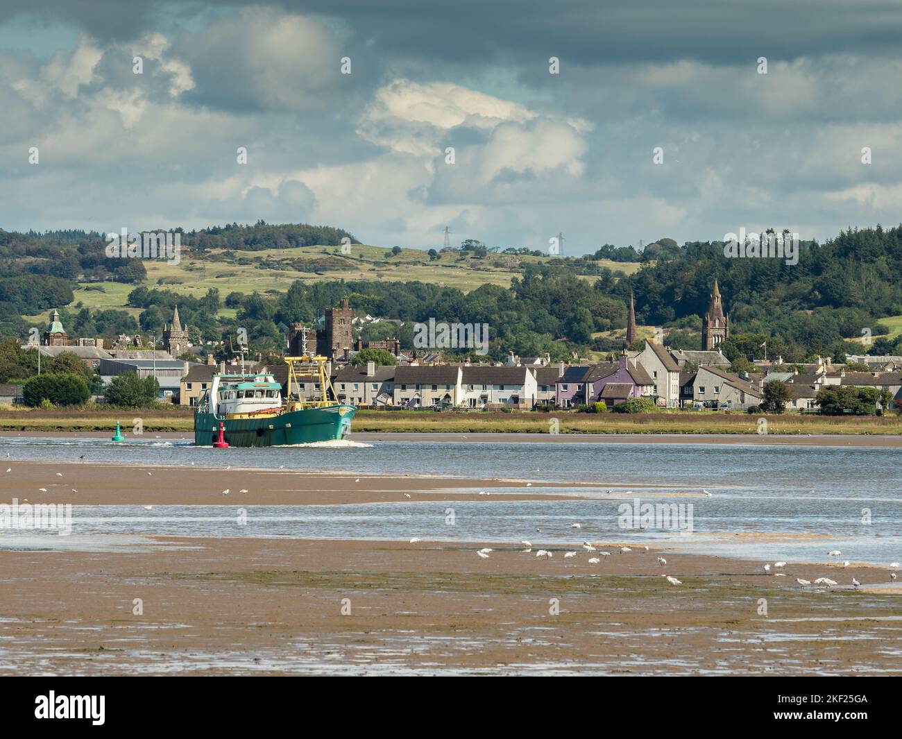 River Dee at Kirkcudbright and Scallop Trawler Stock Photo - Alamy