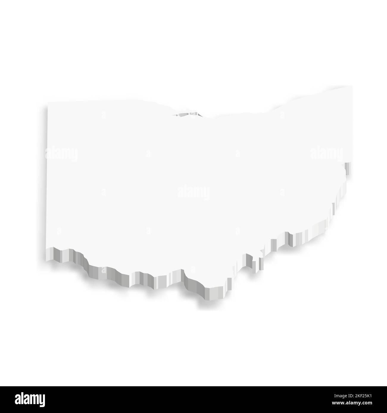 Ohio, state of USA - white vector 3D map of country area Stock Vector ...