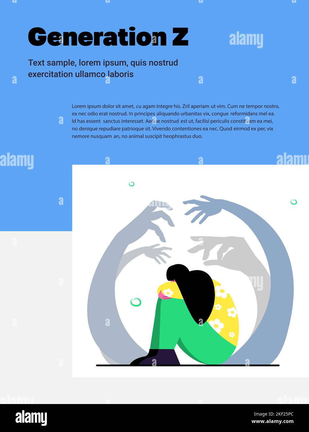 tired depressed woman with monster shadow unhappy girl feeling ...