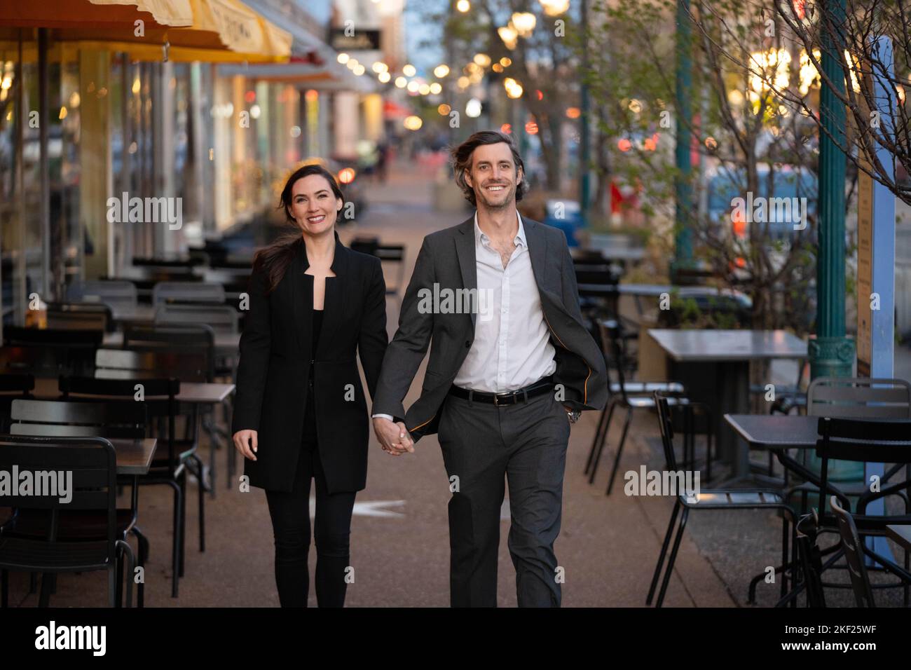 Romantic photos of a couple out for a date in a downtown urban setting ...