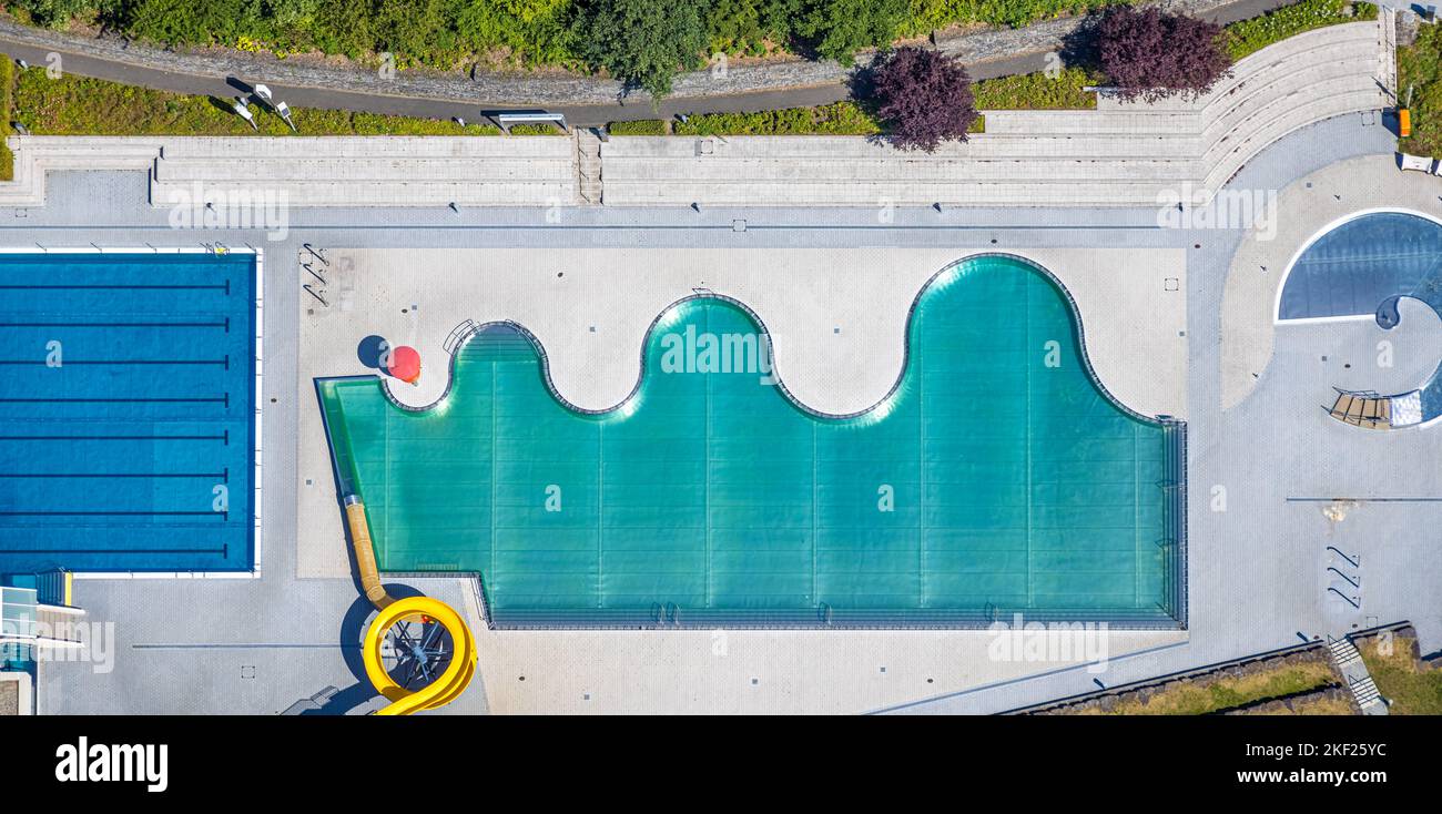 Luftbild, Freibad Annen mit Wasserrutsche, Annen, Witten, Ruhrgebiet ...
