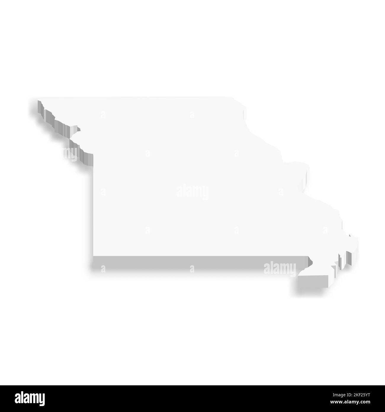 Missouri, state of USA - white vector 3D map of country area Stock ...