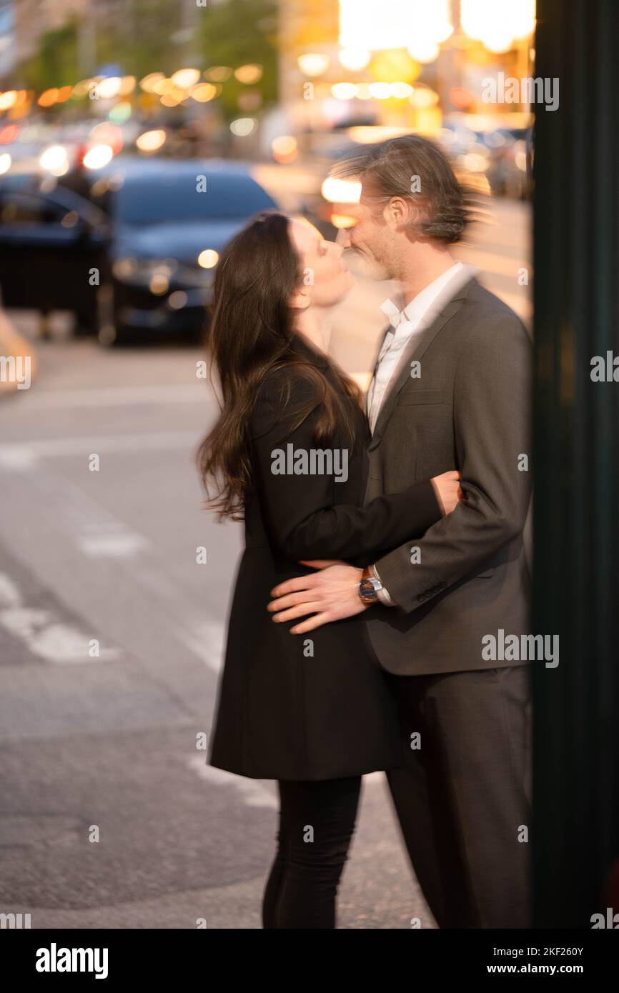 Romantic photos of a couple out for a date in a downtown urban setting ...