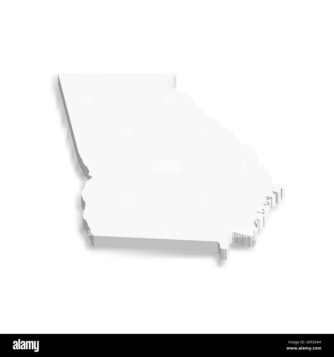 Georgia, state of USA - white vector 3D map of country area Stock ...