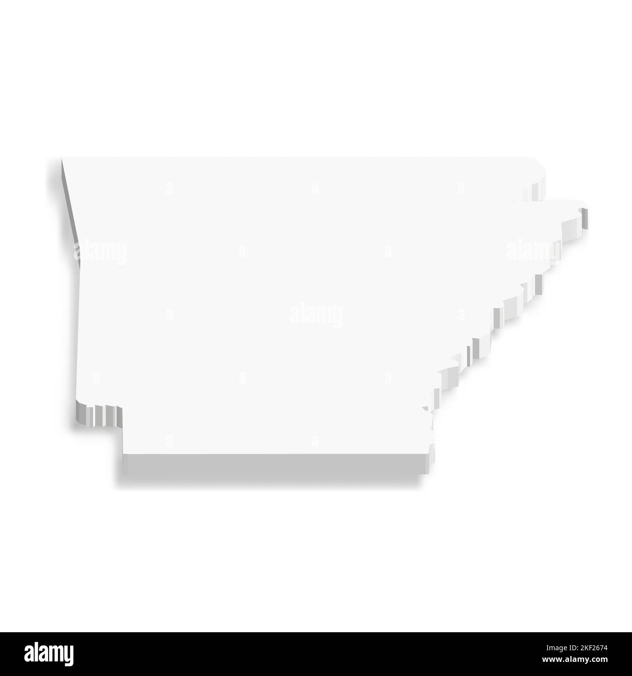 Arkansas, state of USA - white vector 3D map of country area Stock ...