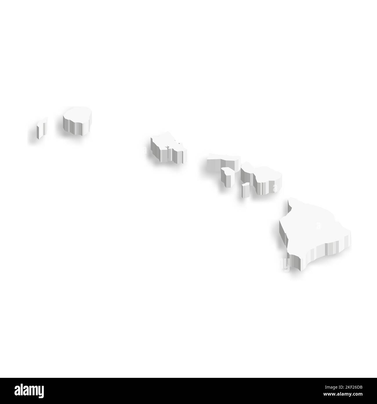 Hawaii, state of USA - white vector 3D map of country area Stock Vector ...