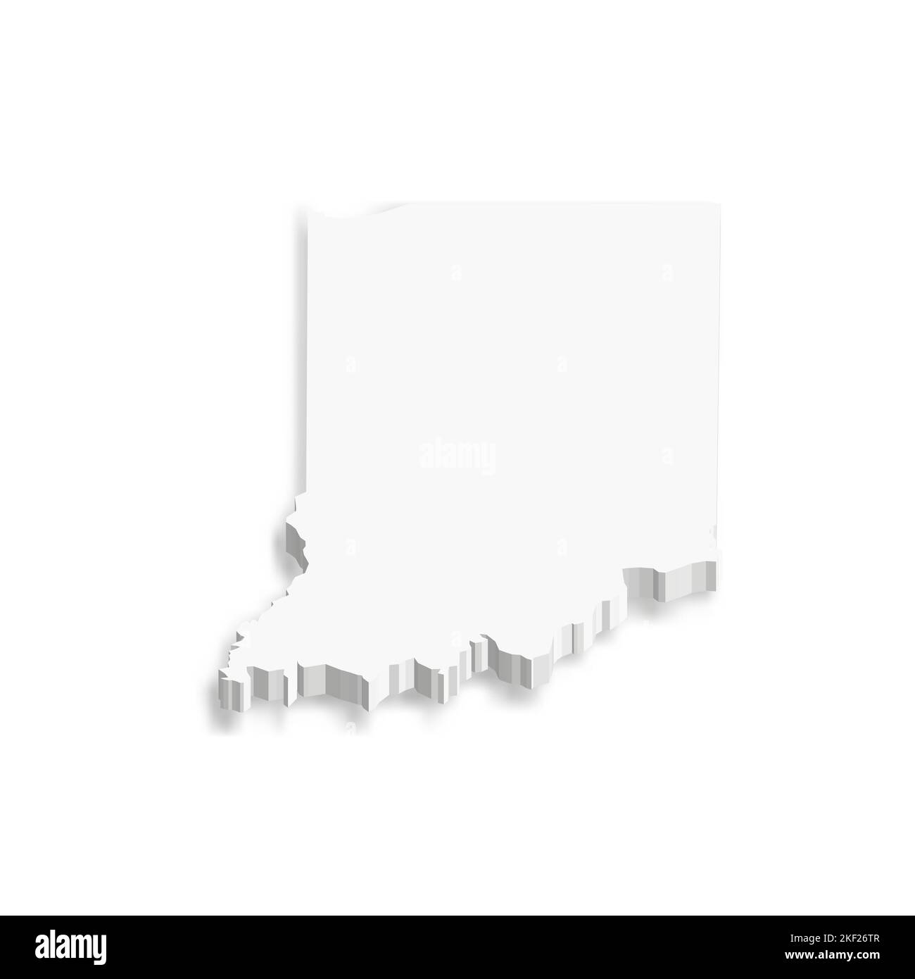 Indiana, state of USA - white vector 3D map of country area Stock ...
