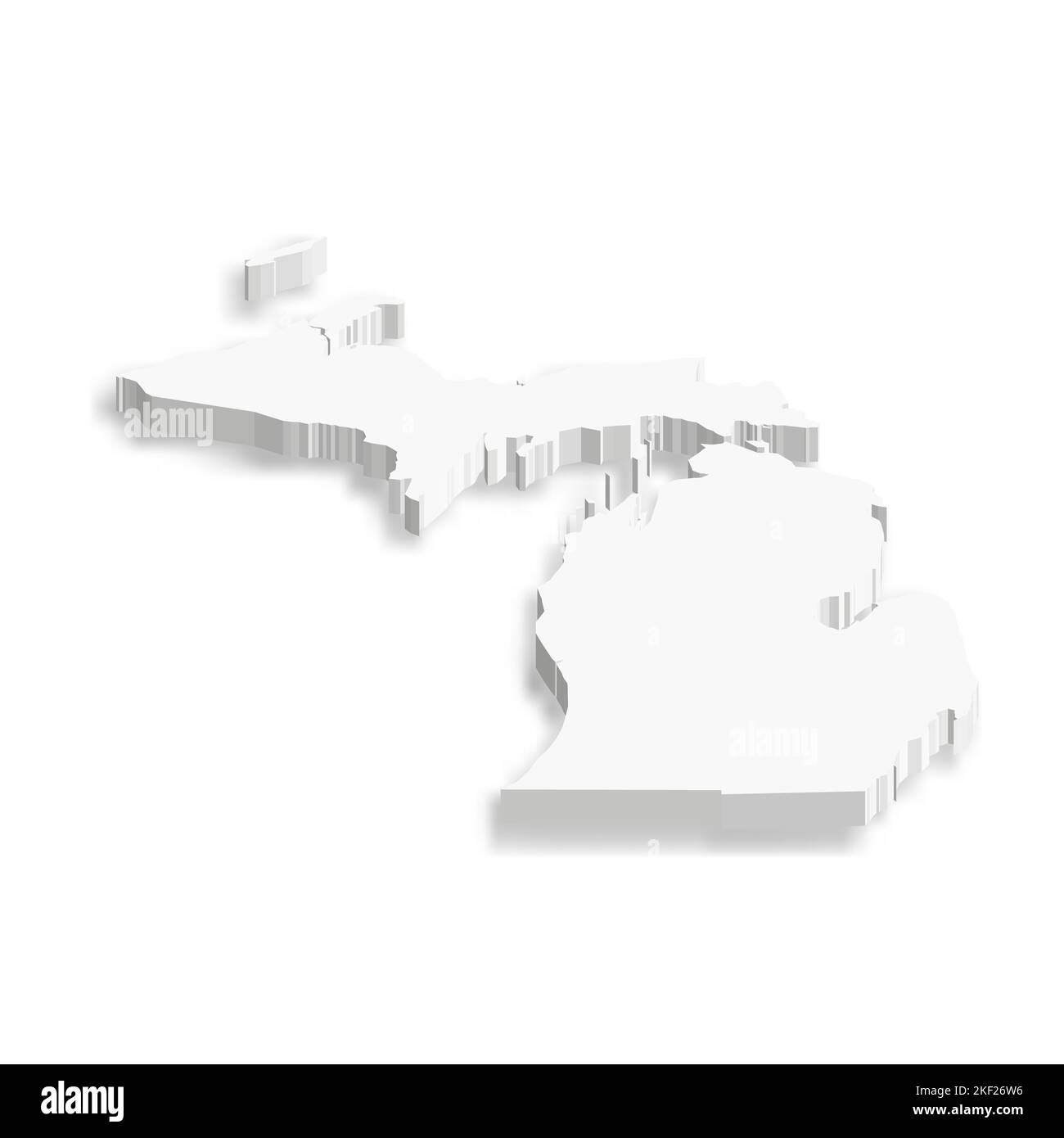 Michigan, state of USA - white vector 3D map of country area Stock ...
