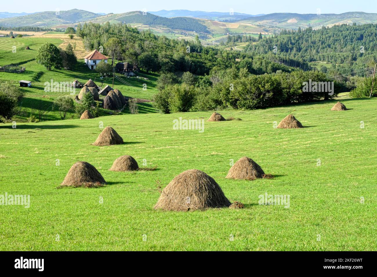 Haystacks in the meadow hi-res stock photography and images - Alamy