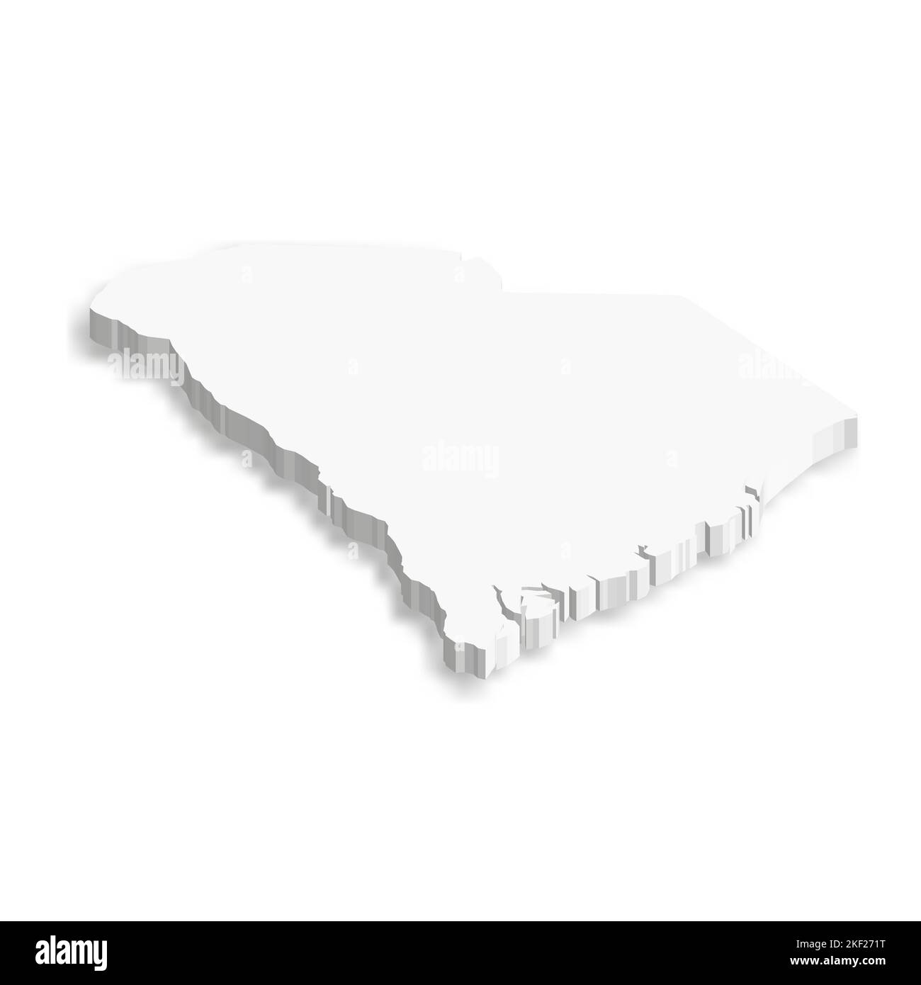 South Carolina, state of USA - white vector 3D map of country area ...