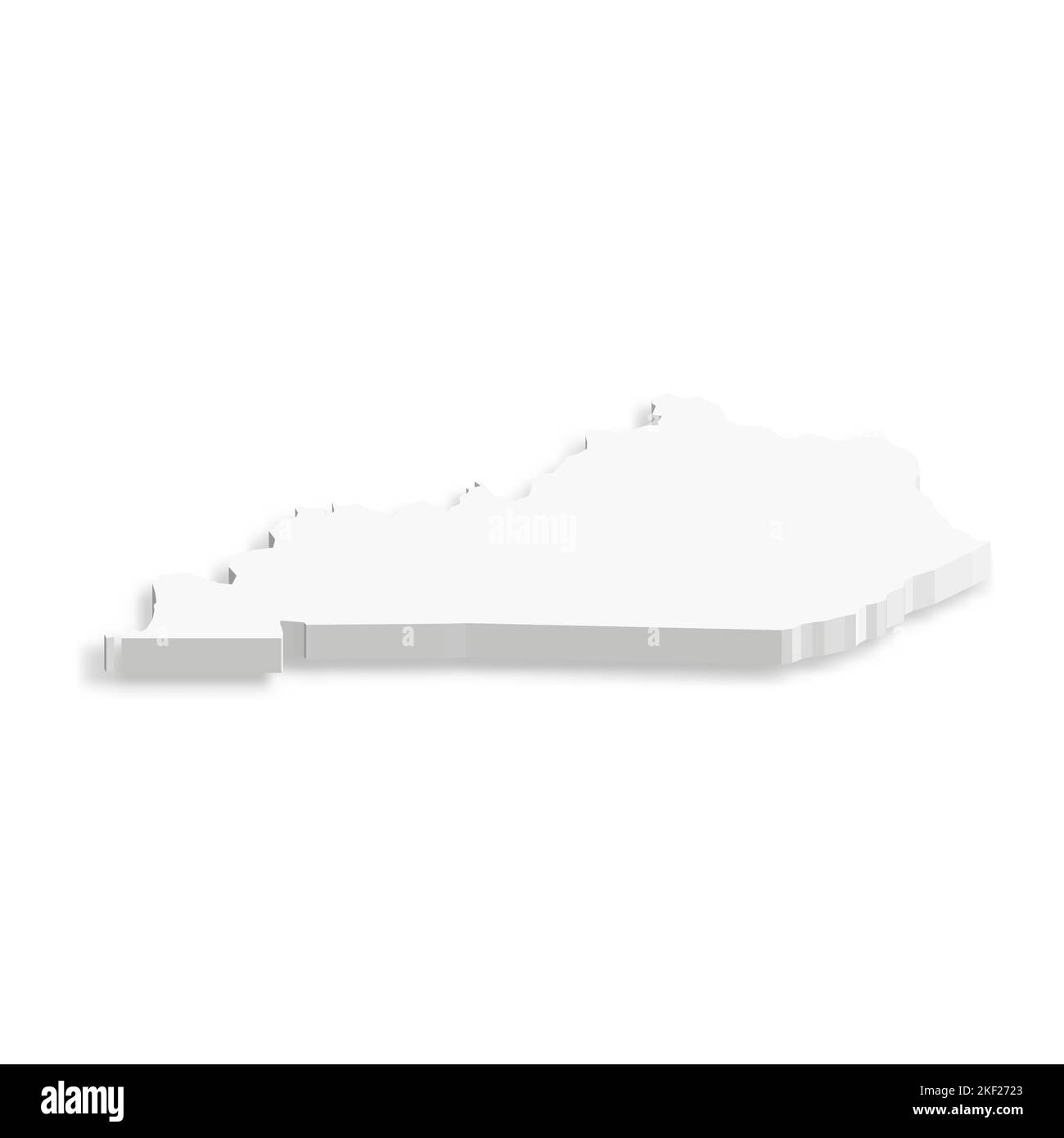 Kentucky, state of USA - white vector 3D map of country area Stock ...