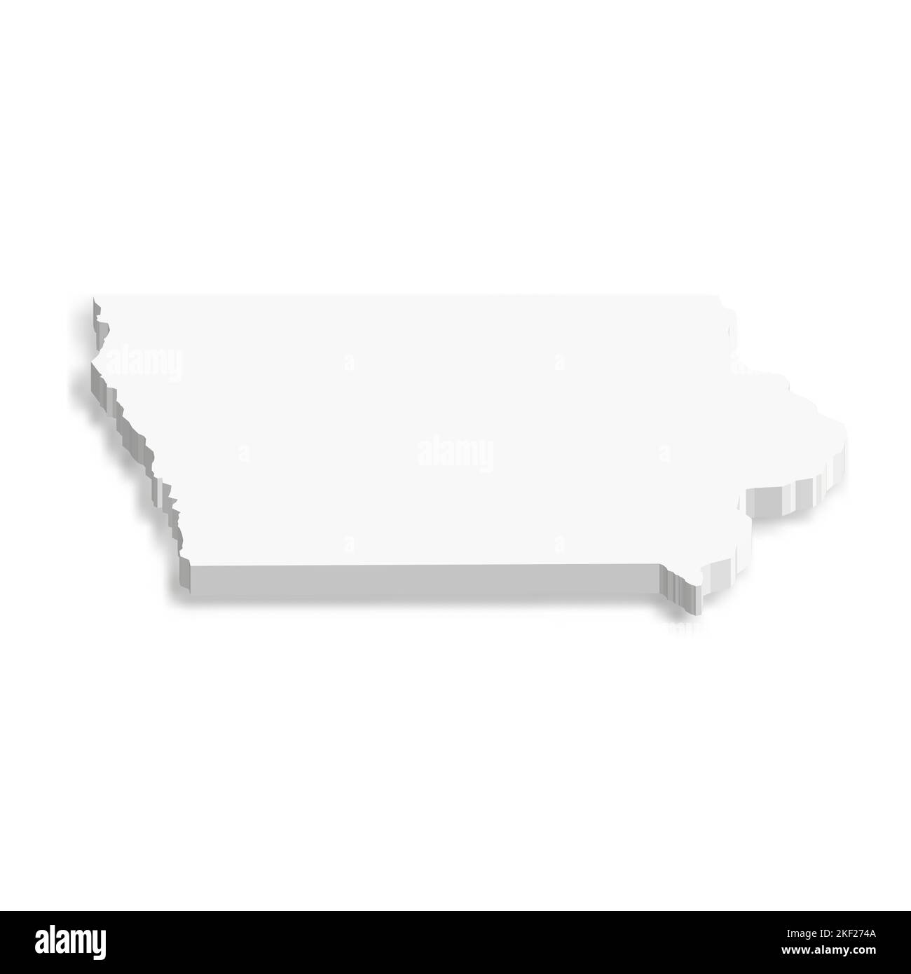 Iowa, state of USA - white vector 3D map of country area Stock Vector ...