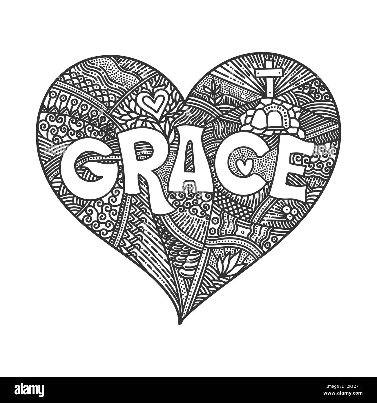 Christian illustration in a doodle style. The word Grace, a description ...