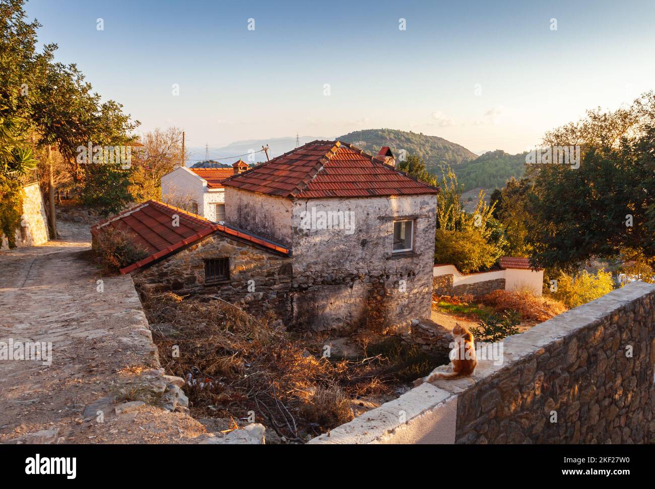 Datca, Mugla, Turkey . An old country house in Emecik, the mountain ...