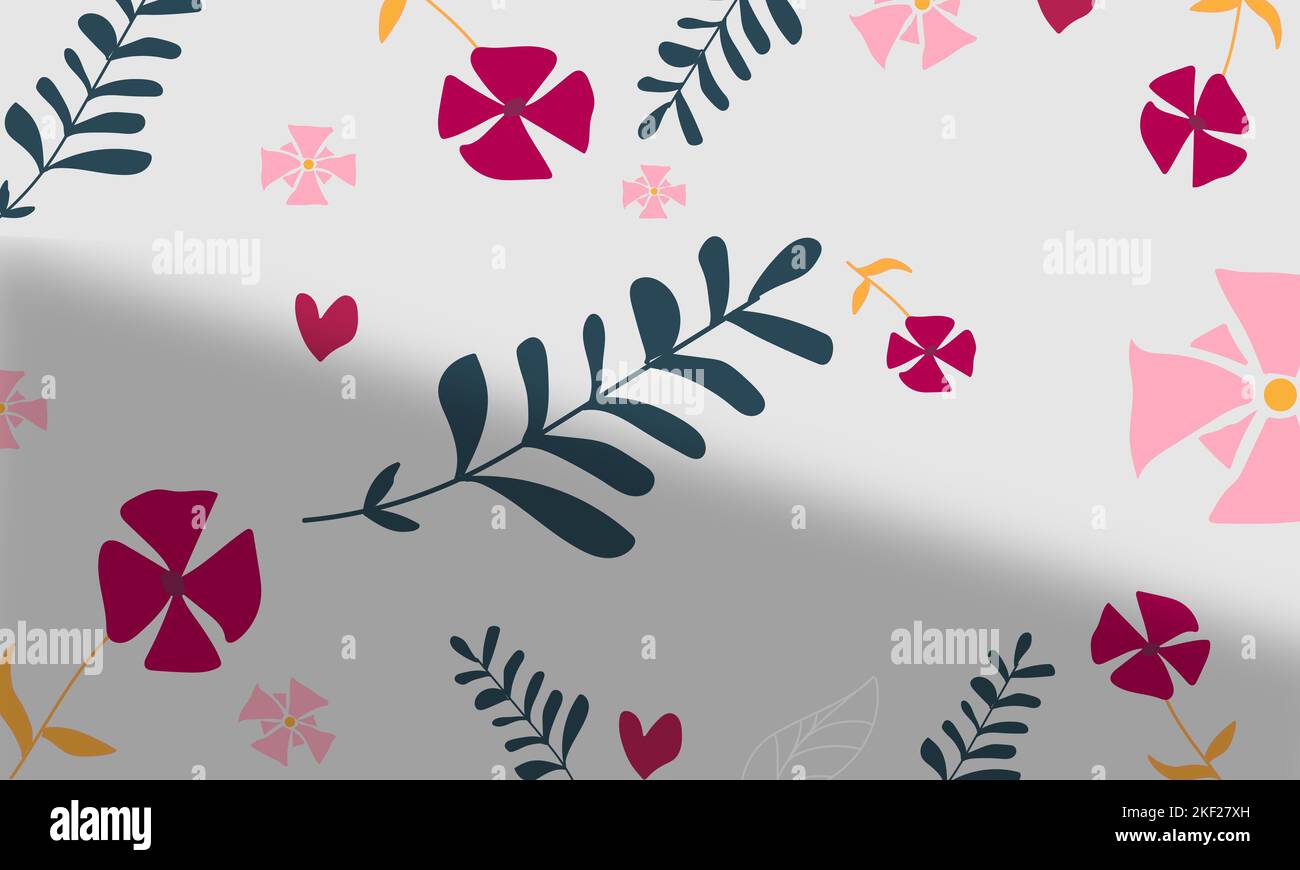 A vector pattern of flowers and leaves on a white background with a ...