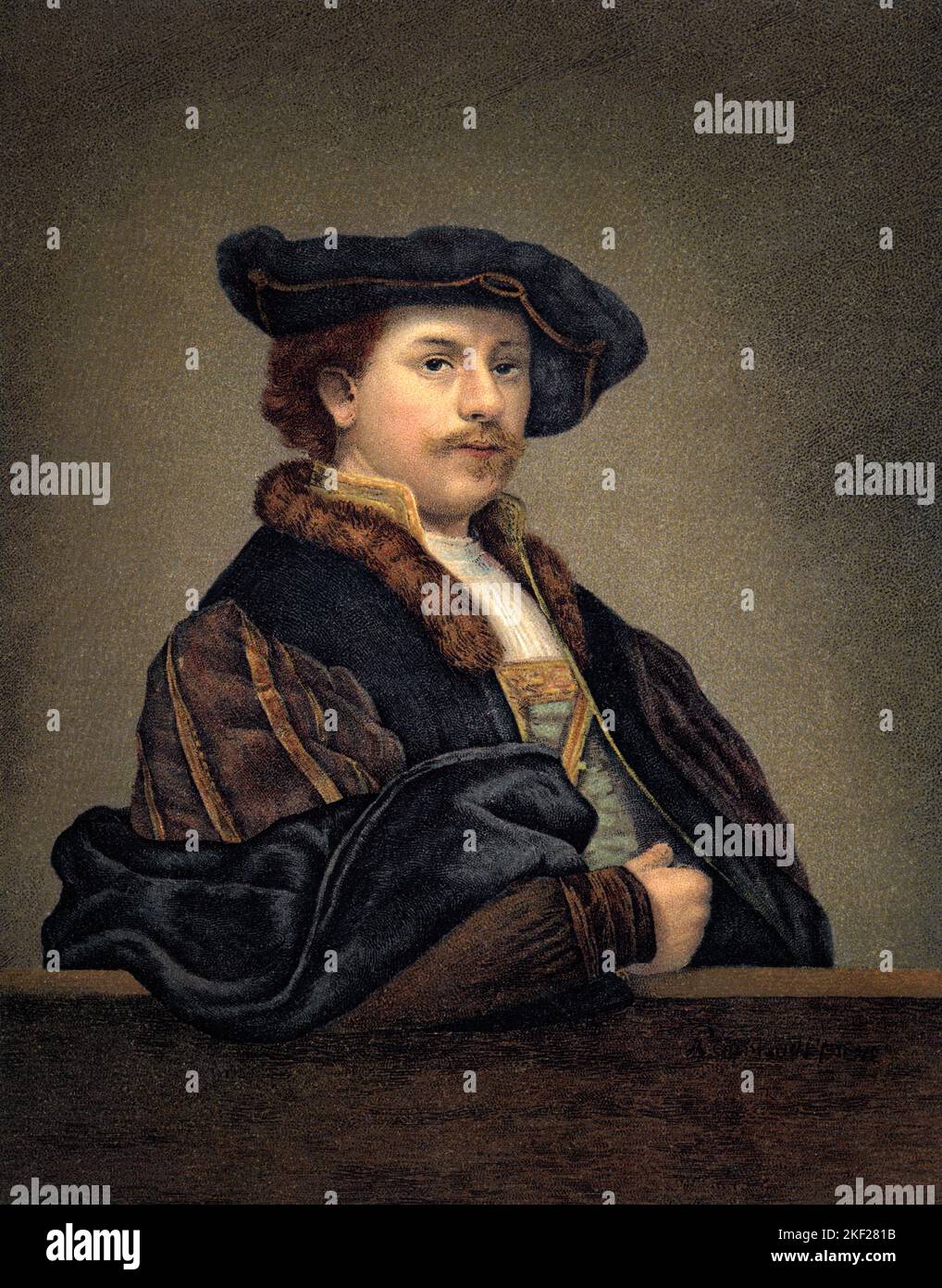 1640s SELF PORTRAIT OF REMBRANDT AGED 34 WEARING CLOTHES OF A DIFFERENT ...