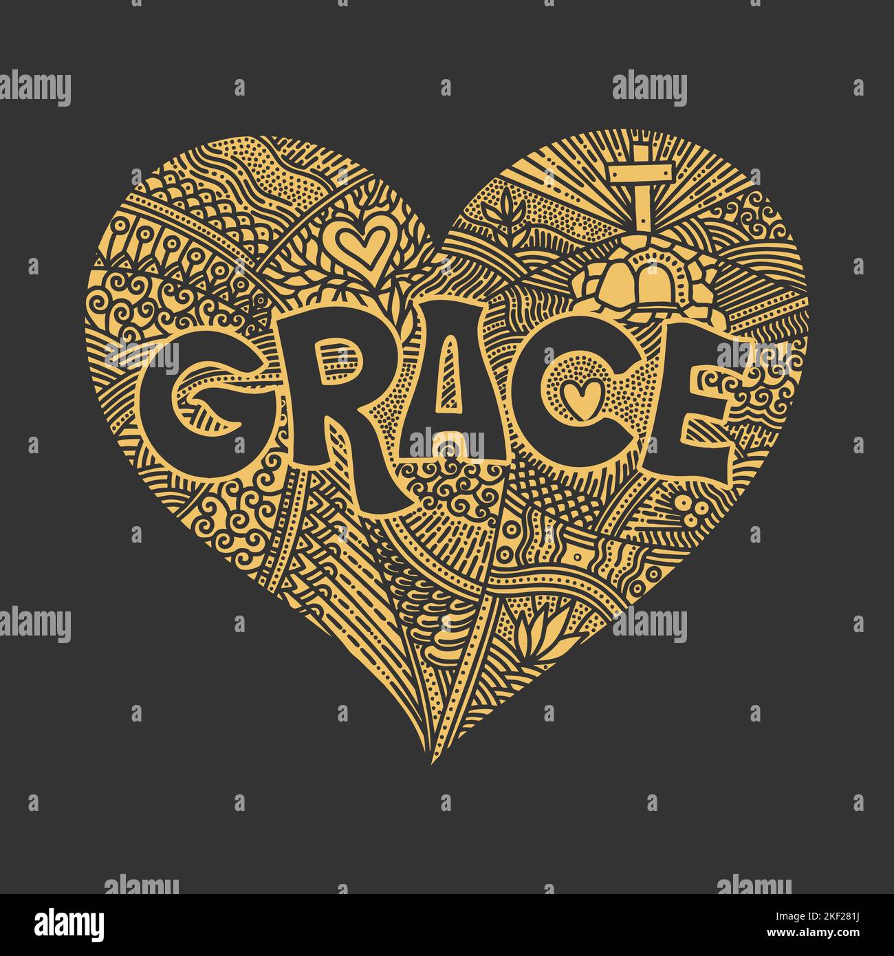 Christian illustration in a doodle style. The word Grace, a description ...