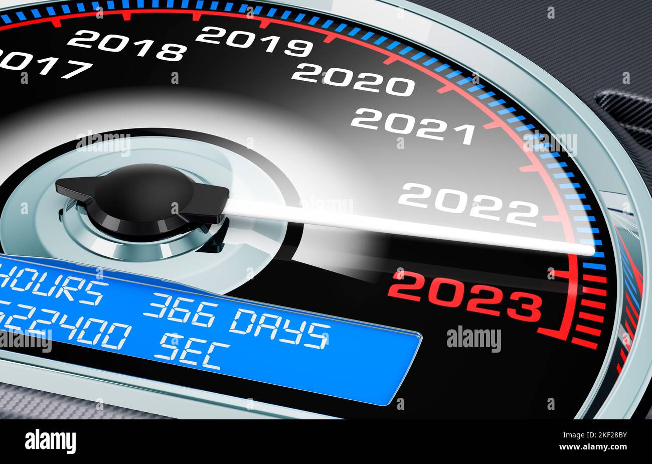 Speedometer 2023 New Year concept, 3D rendering Stock Photo - Alamy