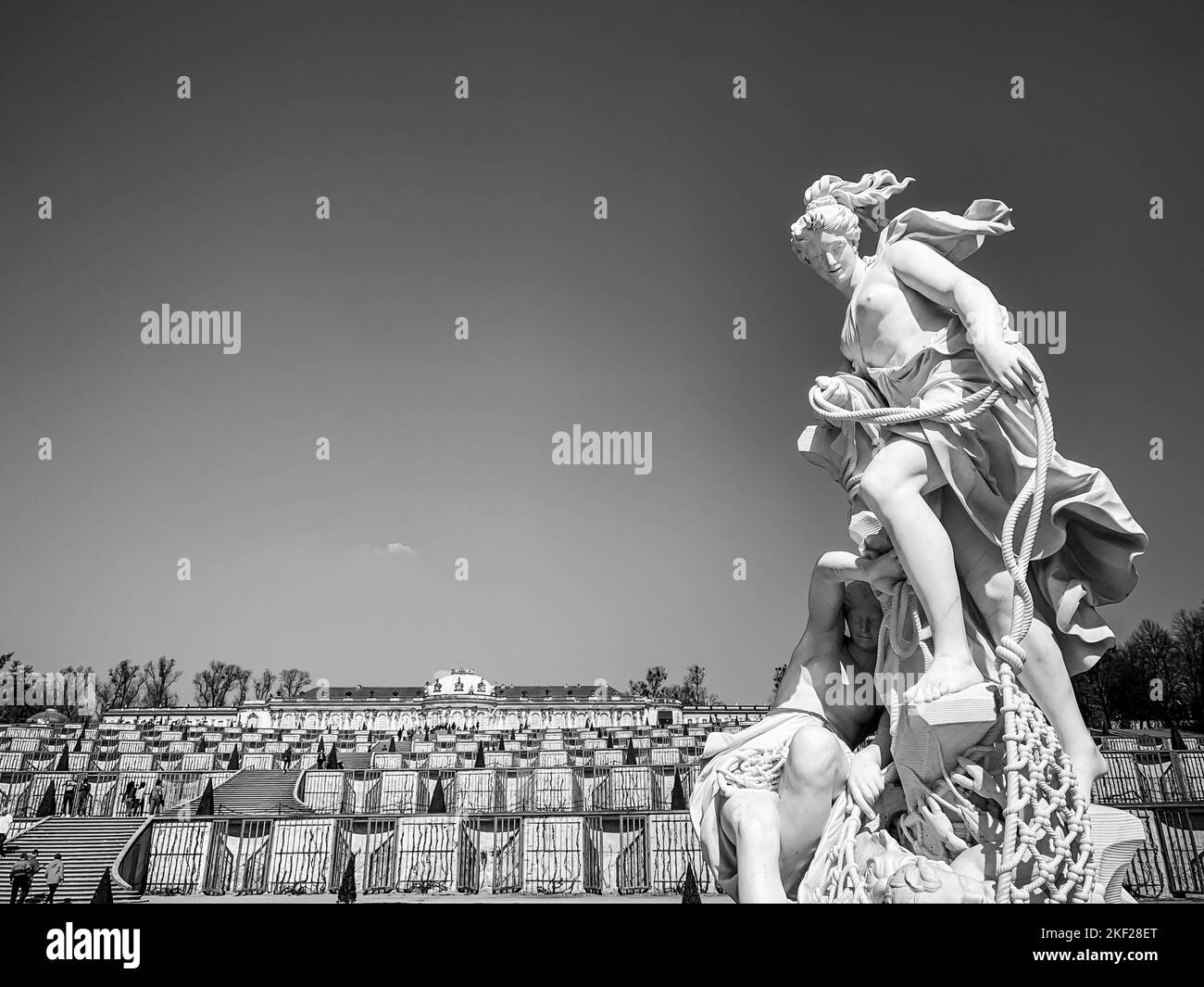 A greyscale shot of a statue in a park in Potsdam, Germany Stock Photo ...