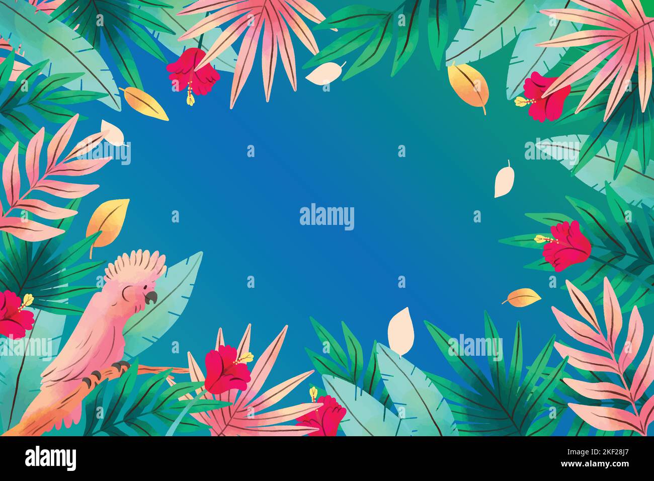 watercolor tropical summer background with vegetation vector design illustration Stock Vector ...