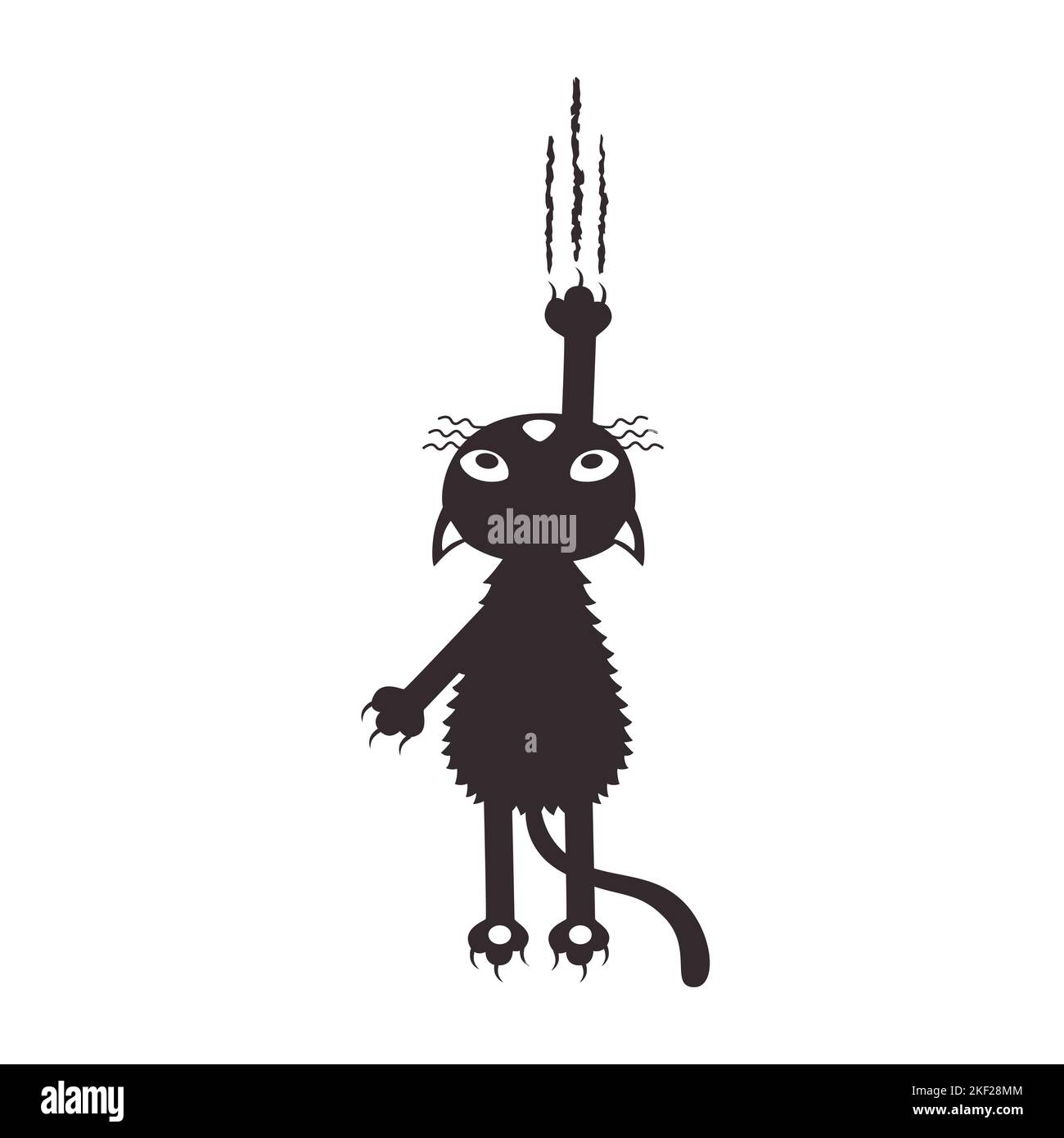 A black cat climbs the wall and leaves scratches. The idea for ...