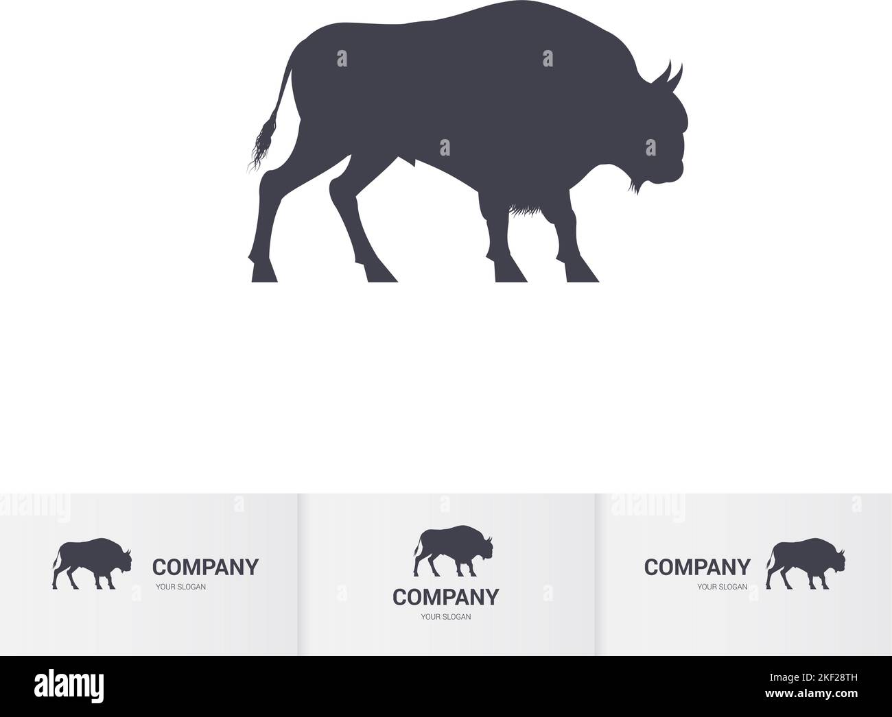 Simple Bison for Mascot Logo Template on White Background Stock Vector ...