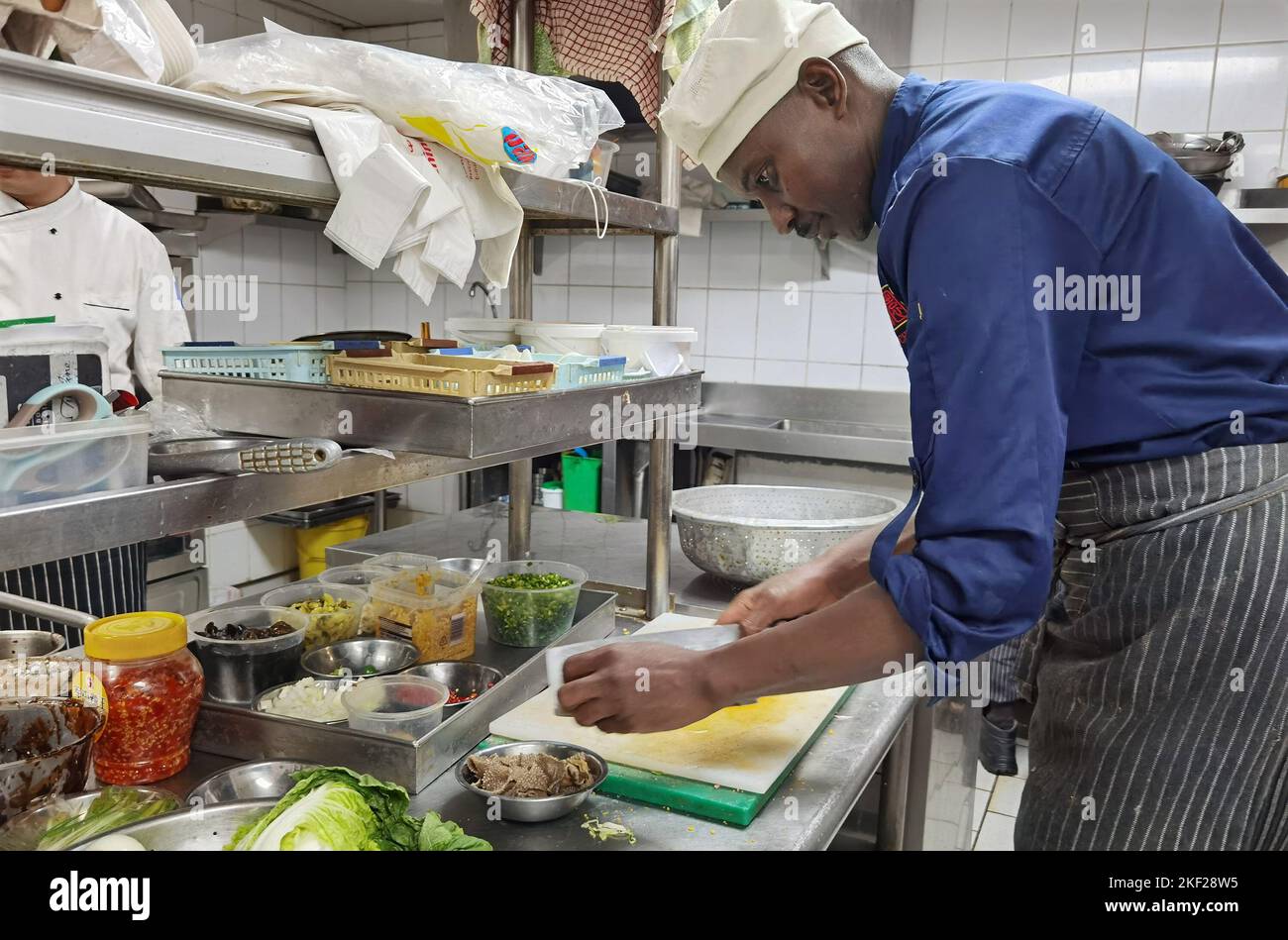 Windhoek, Namibia. 12th Nov, 2022. A Namibian chef prepares a Chinese ...