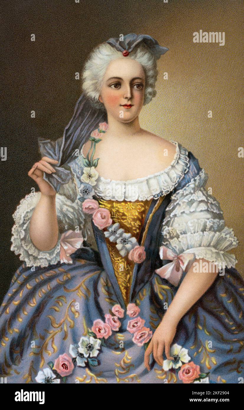 1740s PORTRAIT OF YOUNG TEEN PRINCESS SOFIE OF FRANCE DAUGHTER OF LOUIS ...