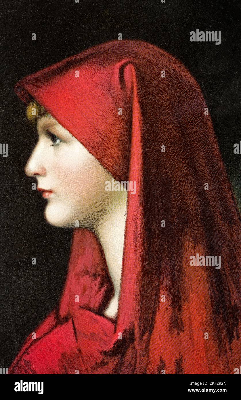 1880s 1880s SAINT FABIOLA INFLUENCED BY ST JEROME WEARING RED HEAD ...