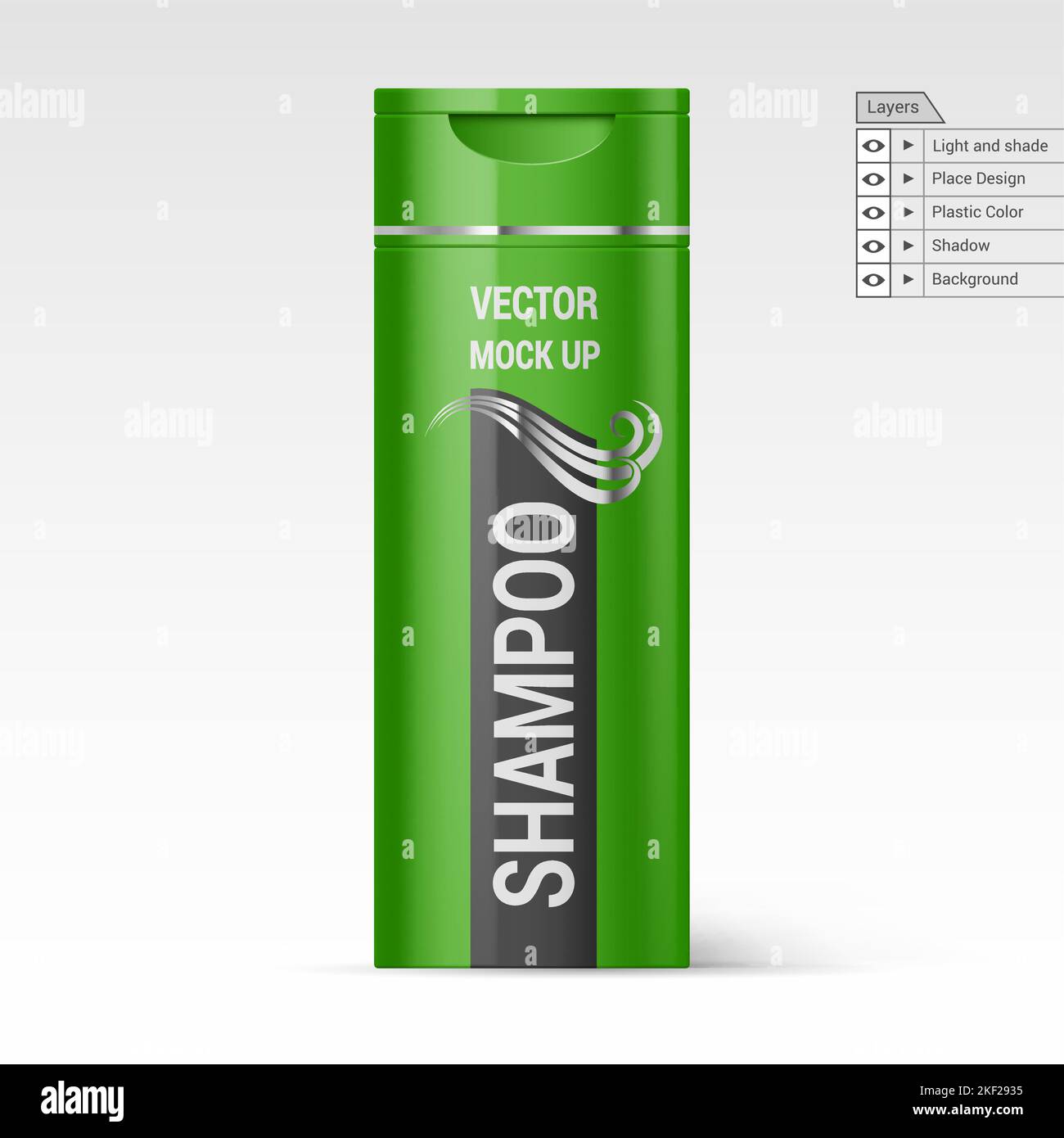 Green Plastic Shampoo Bottle Isolated on White Background. Vector ...