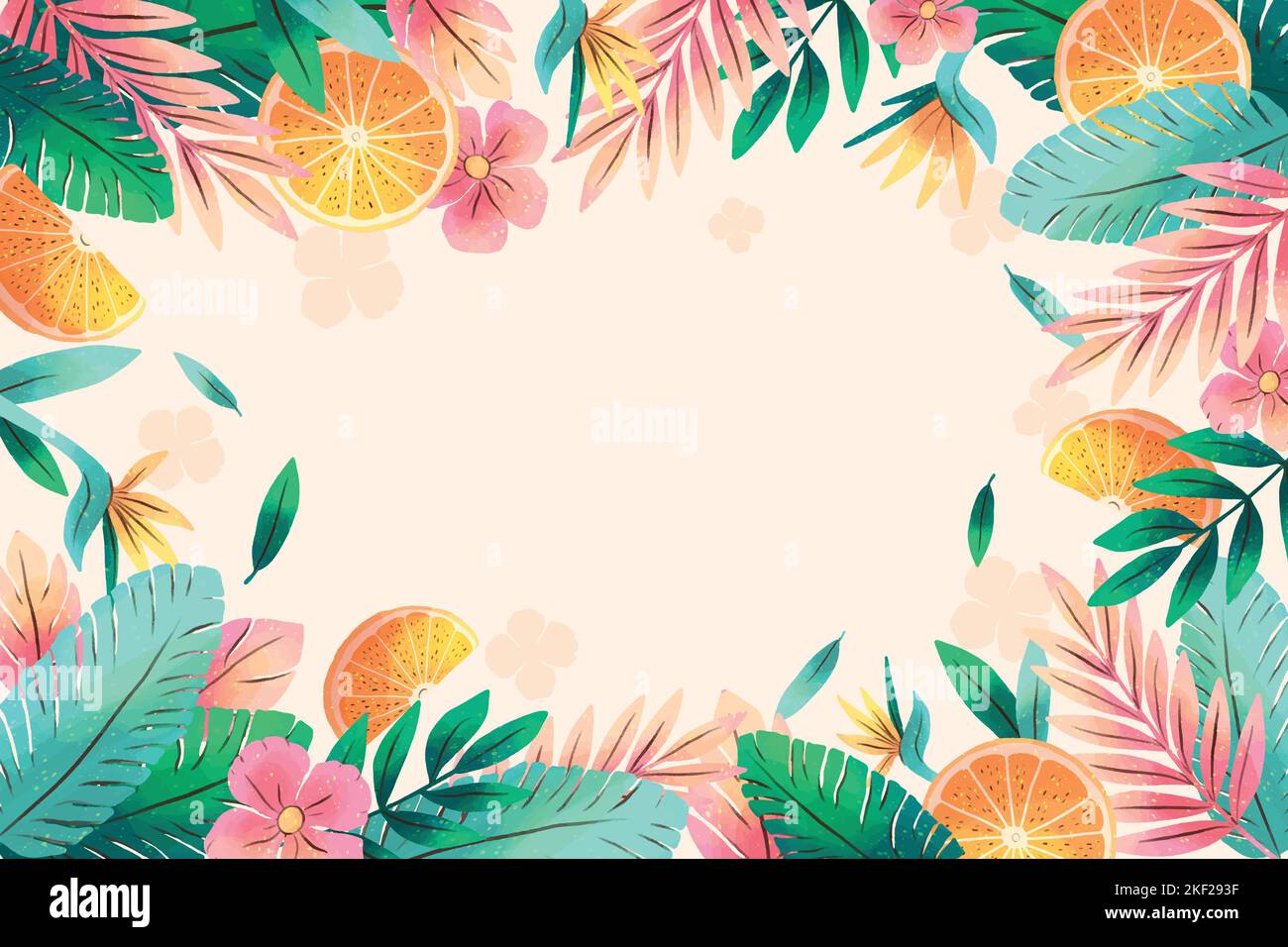 watercolor tropical summer background with vegetation vector design illustration Stock Vector ...