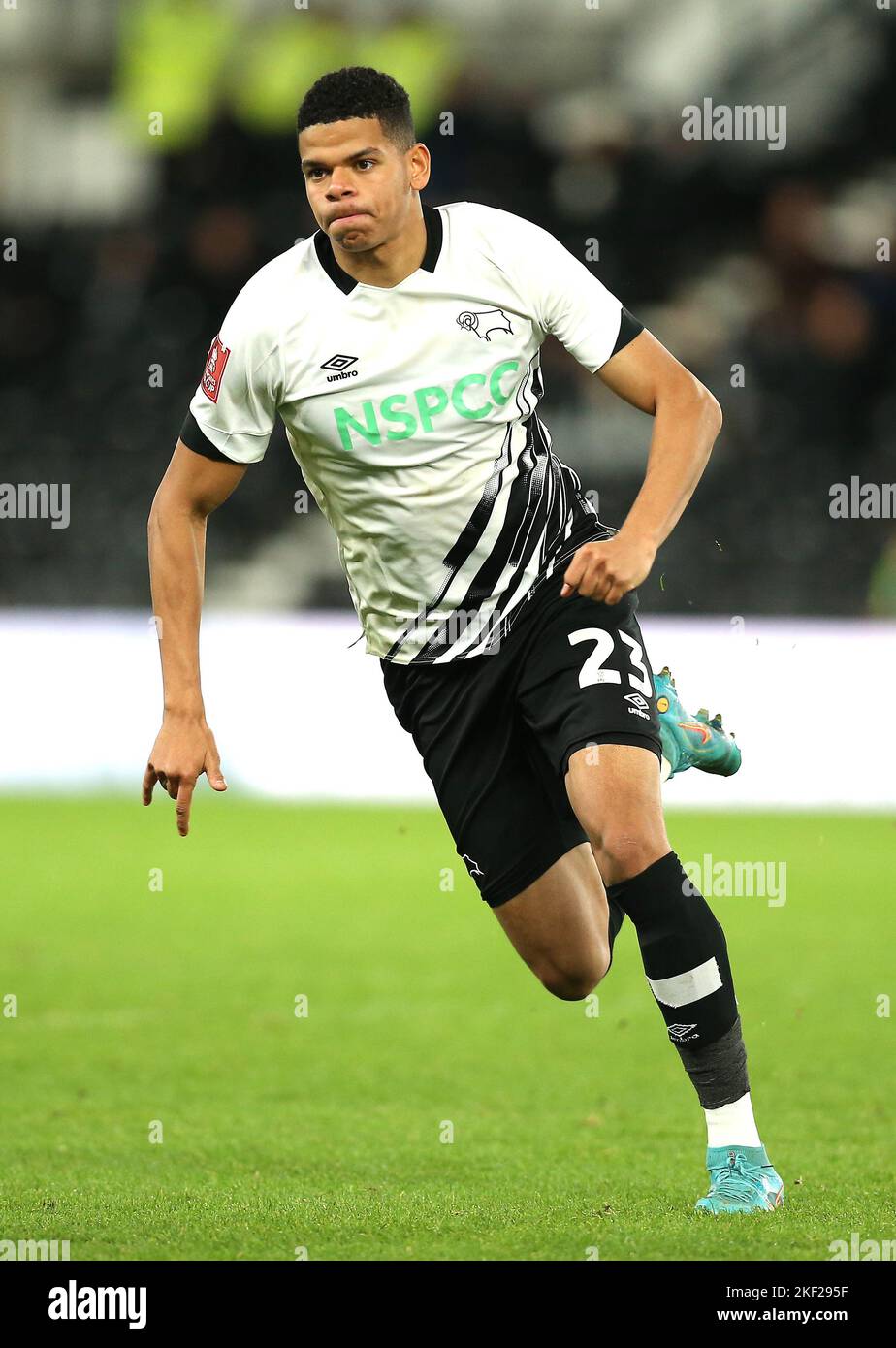 Derby County's William Osula in action during the Emirates FA Cup first ...