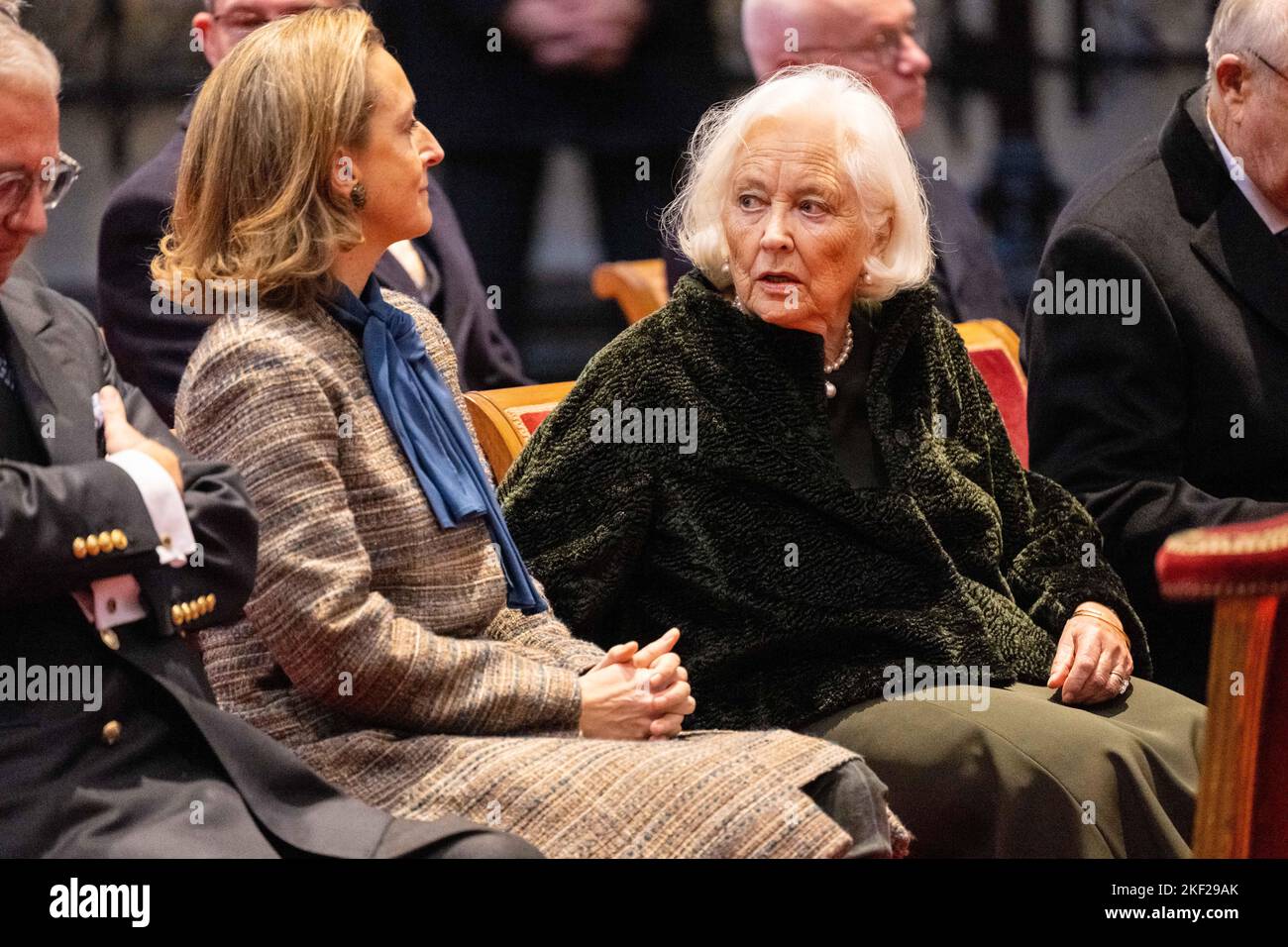 Queen Paola and Princess Astrid attending Te Deum at the Saint Michael ...