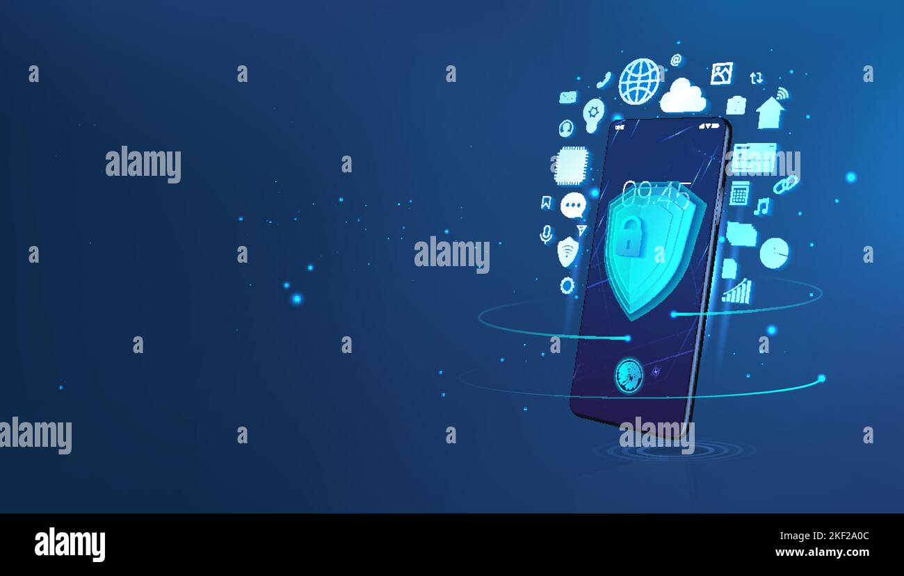 Phone security concept 3d Stock Vector Images - Alamy