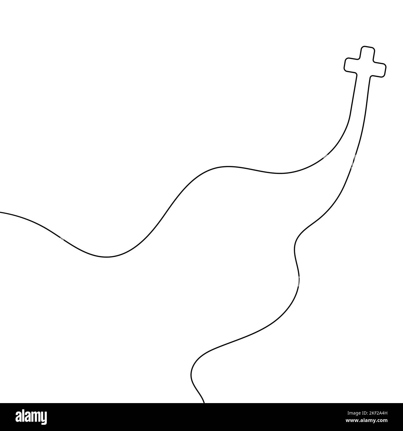 Continuous line drawing of christian cross. Religious cross one line ...