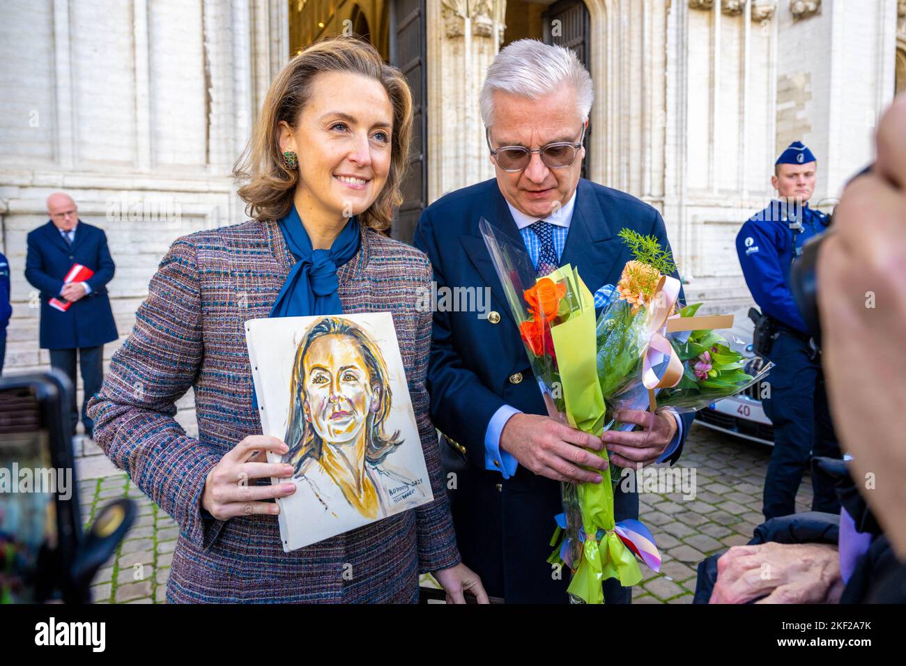 Prince Laurent and Princess Claire attending Te Deum at the Saint ...