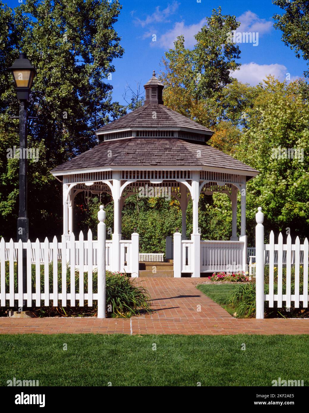 2000s GAZEBO AND WHITE PICKET FENCE IN BURGH HISTORICAL PARK SOUTHFIELD ...