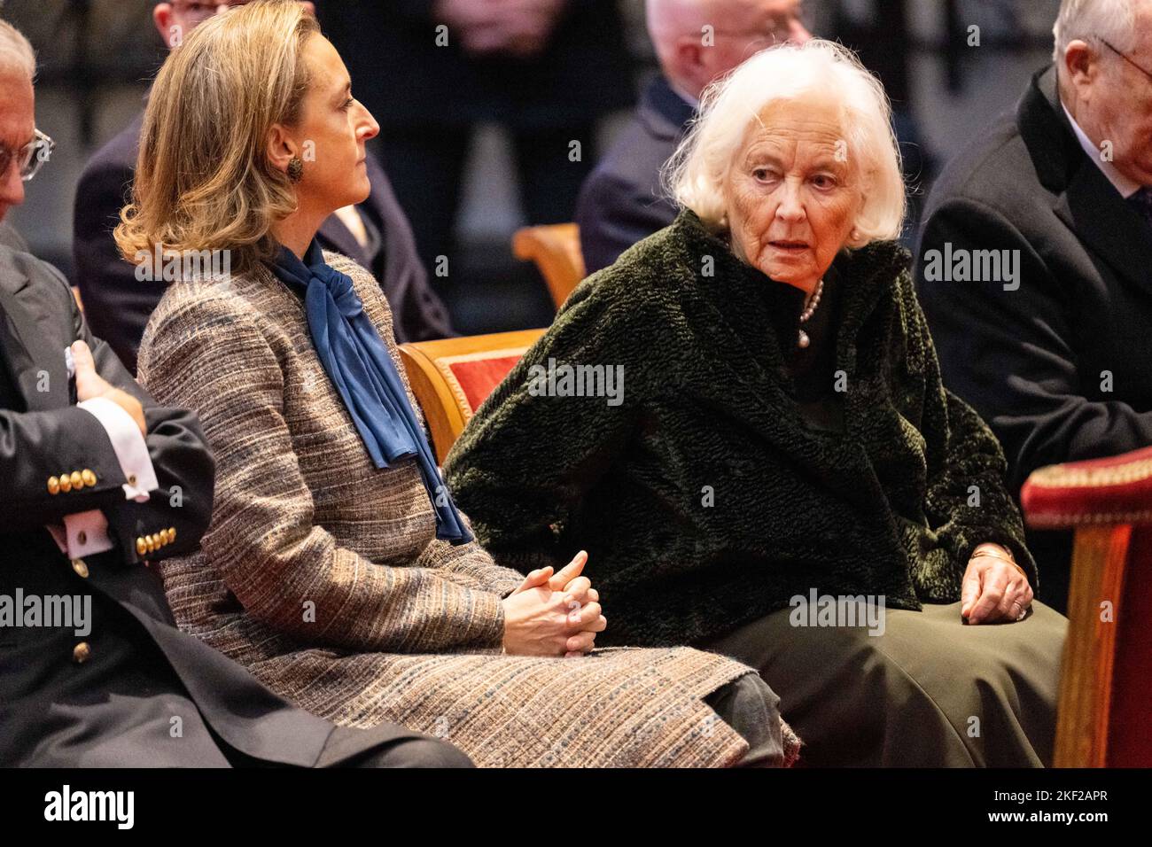 Queen Paola and Princess Astrid attending Te Deum at the Saint Michael ...