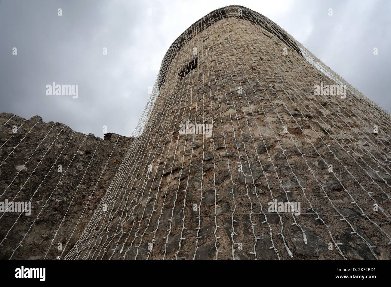 Trsat castle is decorated with lights and Christmas decorations for the ...