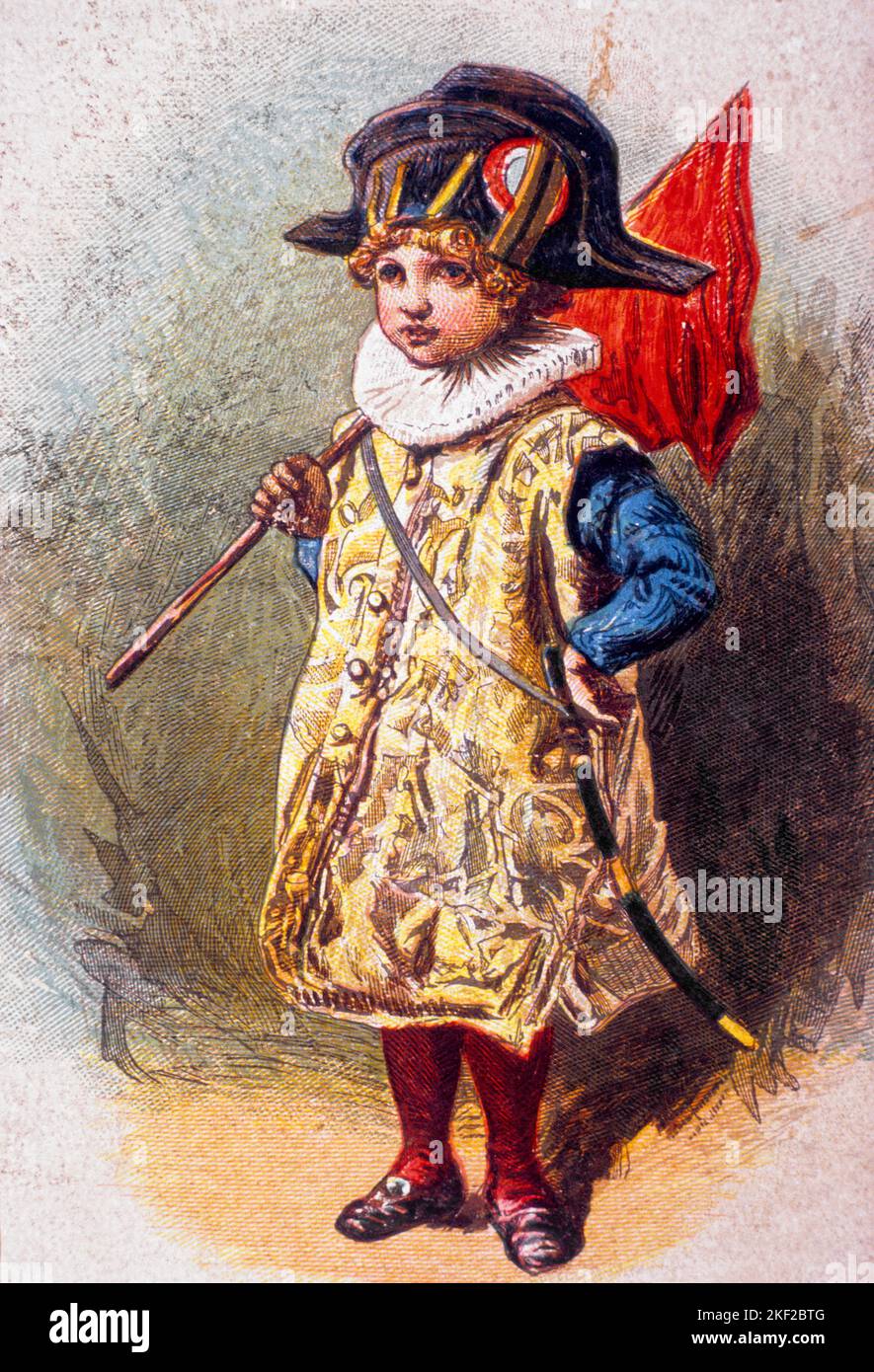 1800s BOY DRESSED IN JUMBLED COSTUME FOR PARLOR GAME OF ACTING CHARADES ...