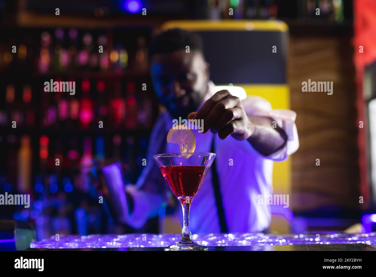 Happy african american barman preparing hi-res stock photography and ...