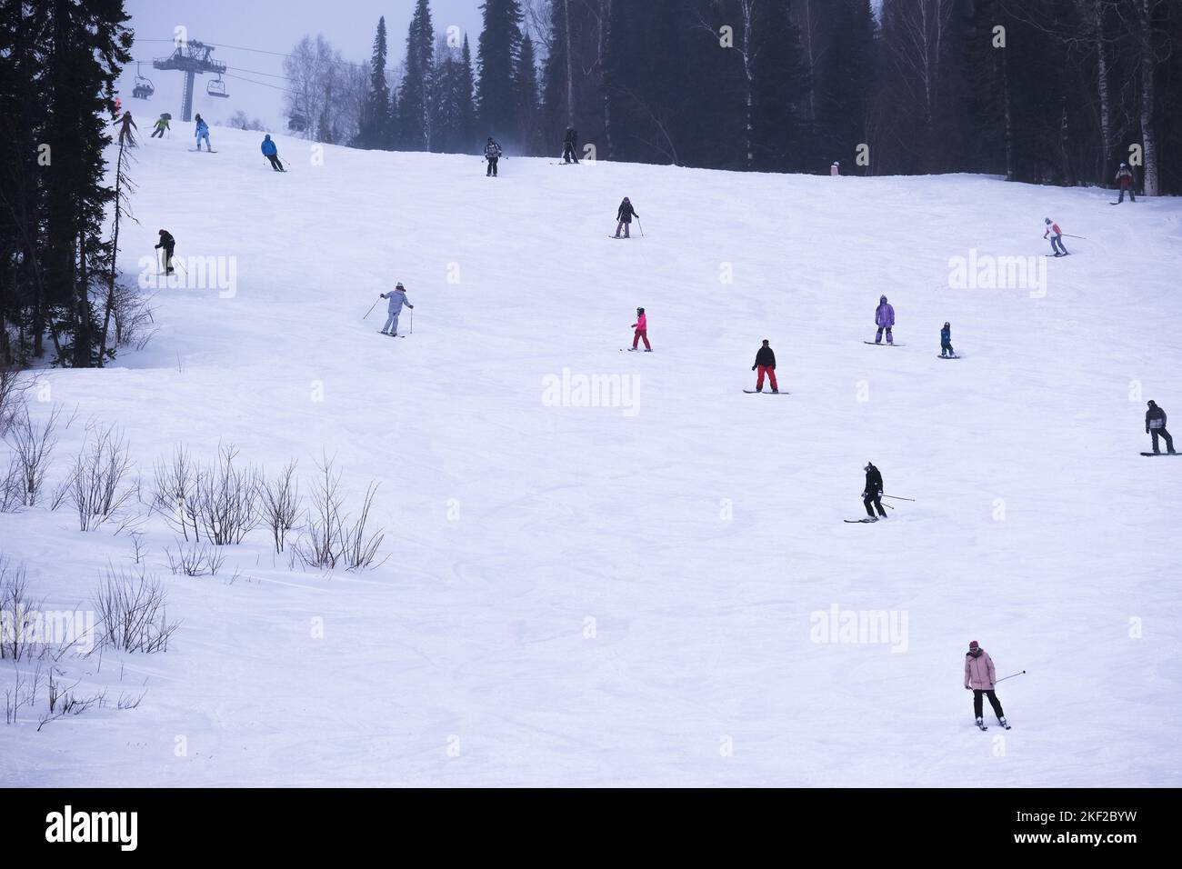 Sheregesh, Russia. 24.02.2022. Opening of the ski season in the resort ...