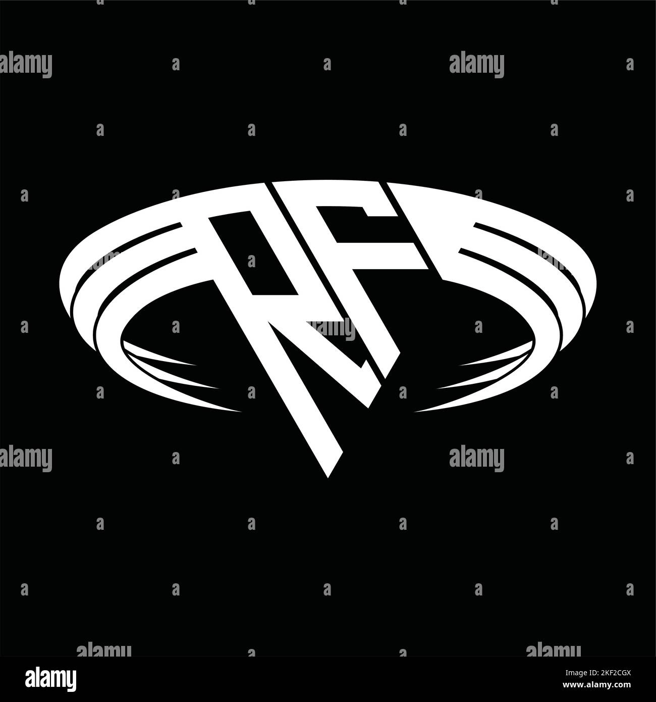 RF Logo letter monogram with triangle slice shape design template Stock ...