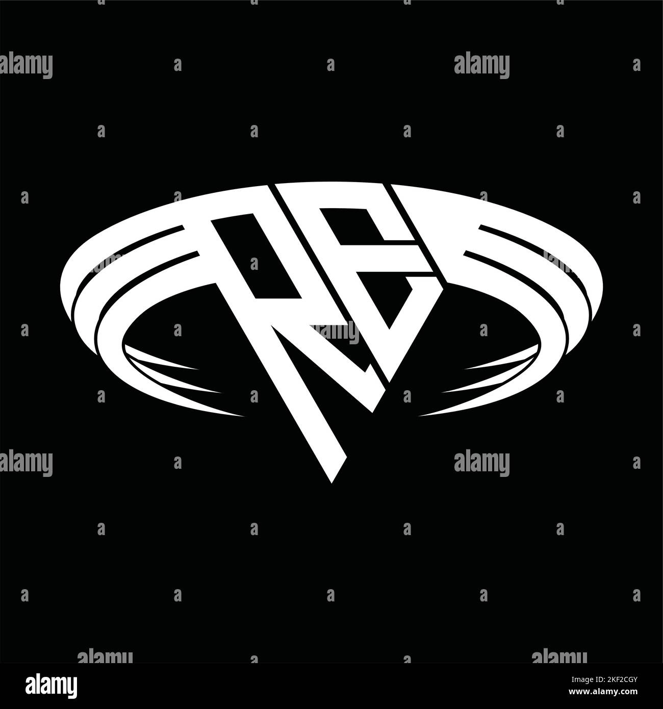 RE Logo letter monogram with triangle slice shape design template Stock ...