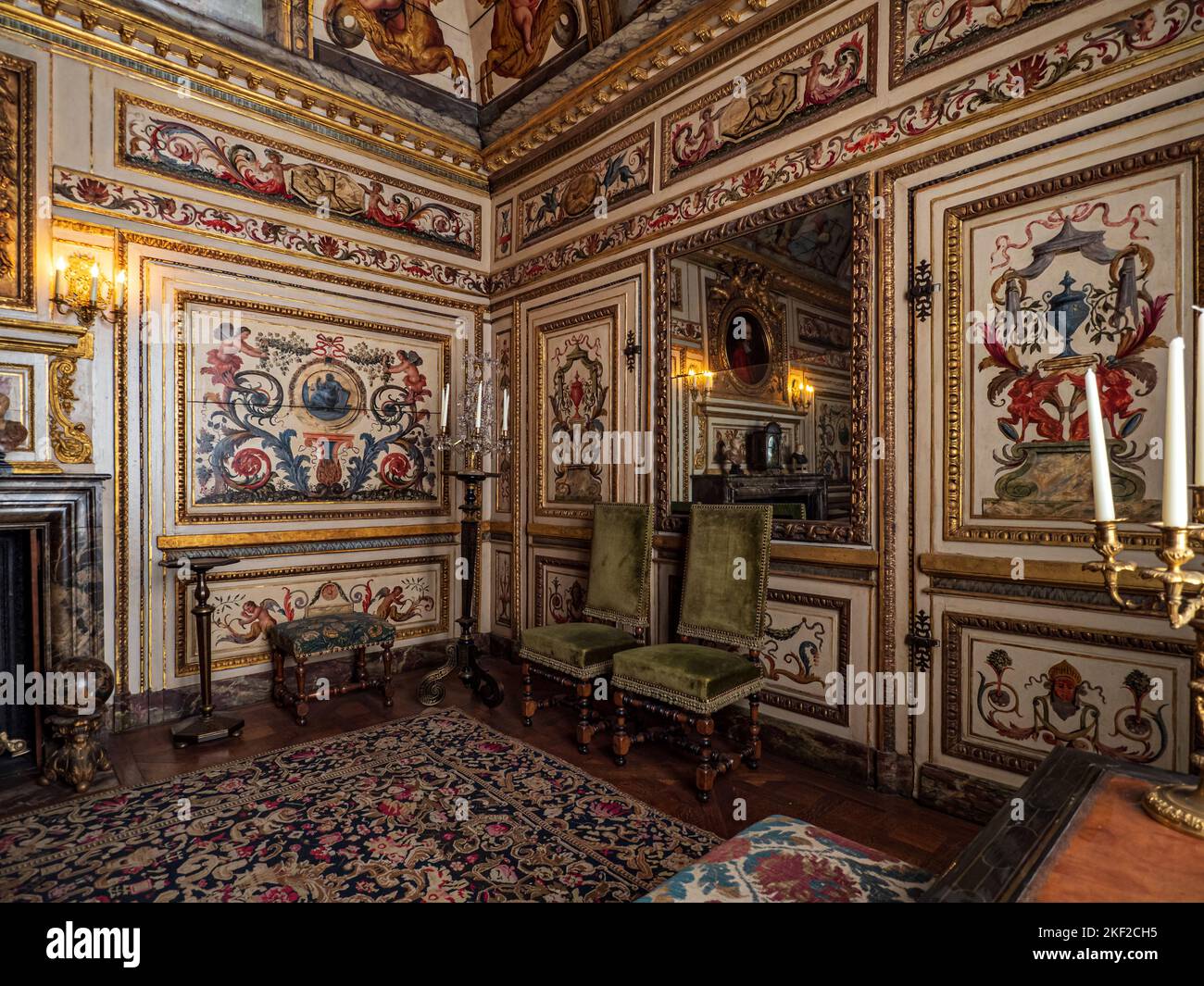 A chic rich royal interior, the decoration of the castle. Paris Stock ...