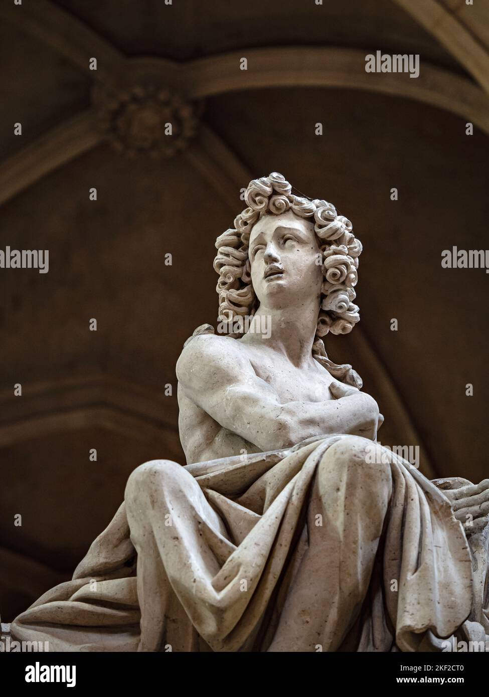 Ancient sculpture in one of the churches of Paris. Antique art. France ...