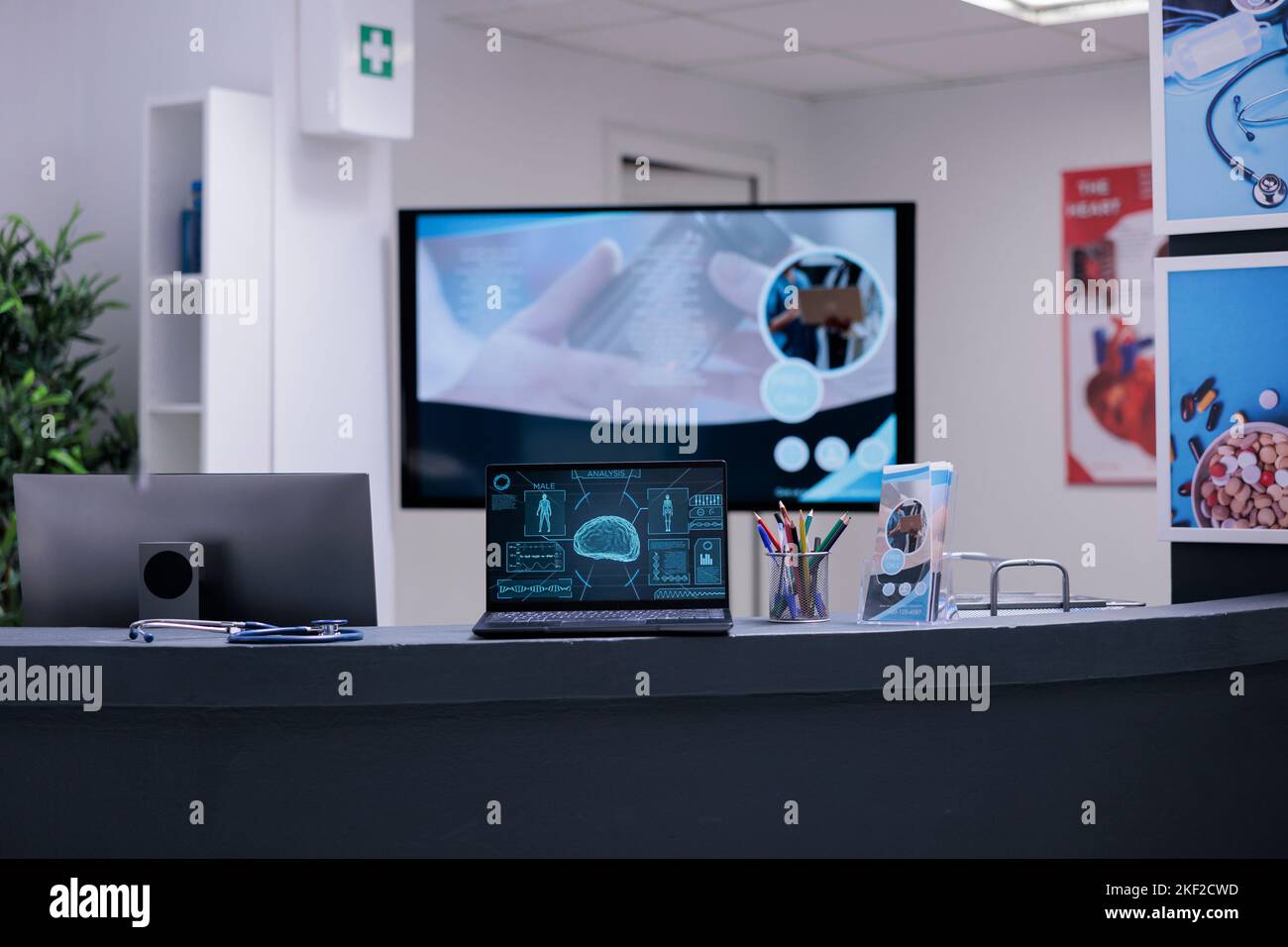 No member of clinic medical staff attending patients in reception area ...