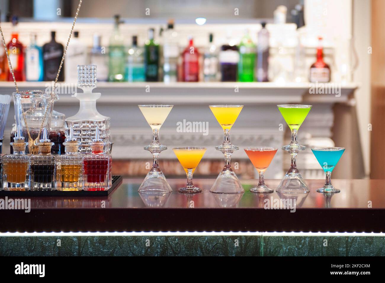 Colorful cocktails display Stock Photo - Alamy