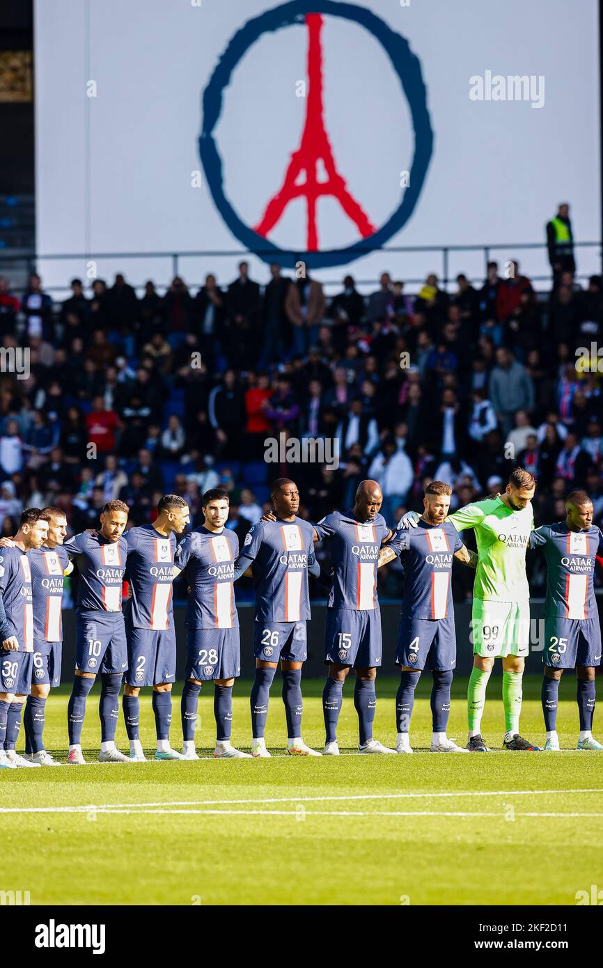 Paris, France - November 13: Paris Saint-Germain squad getting into the field during the Ligue 1 ...