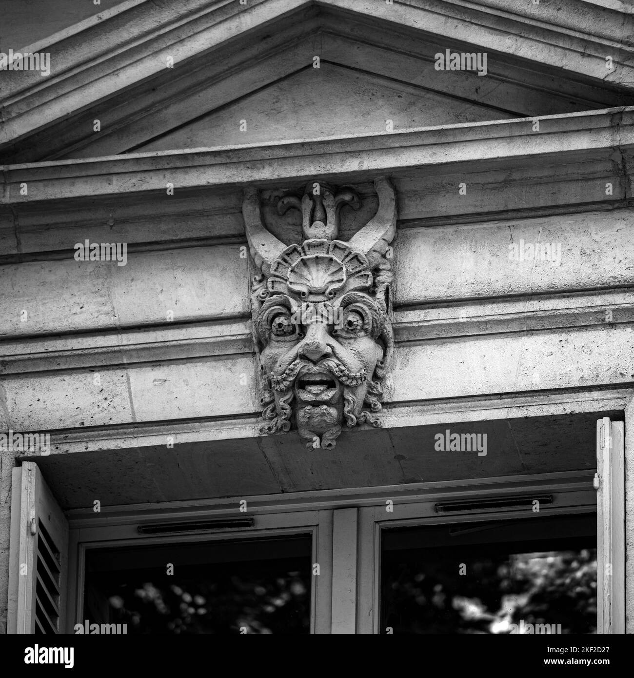 Sculpture bas-relief. Mystical monster. Window decoration of an old ...